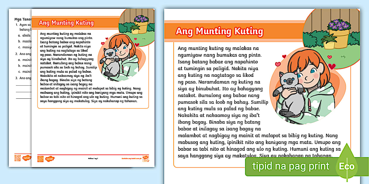 Pagbasa at Pag-unawa: Ang Munting Kuting | Twinkl - Twinkl