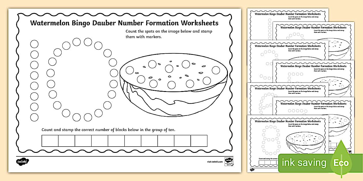 Watermelon Bingo Dauber Worksheets | Twinkl | Maths | Kindergarten
