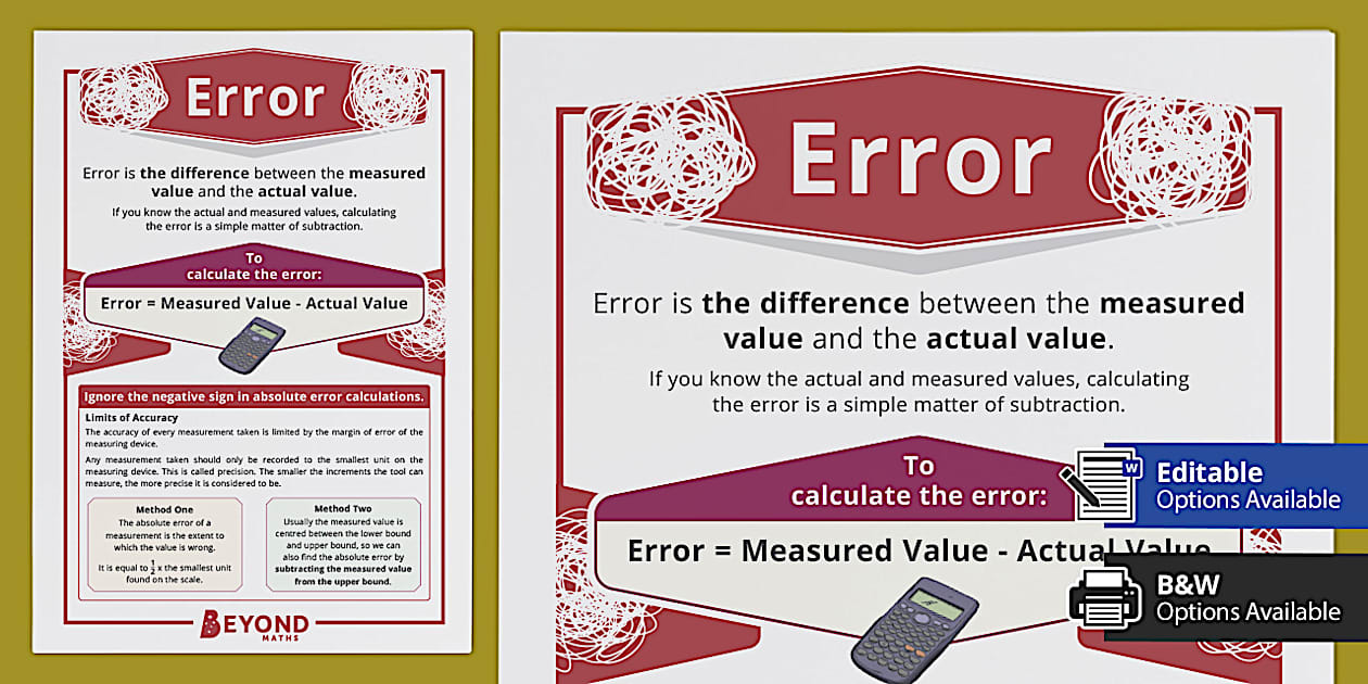 Absolute Error Poster and Student Handout - Twinkl