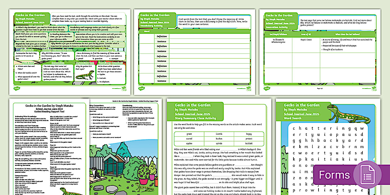 Level 2 June 2024 School Journal: Gecko in the Garden (Story Comprehension)