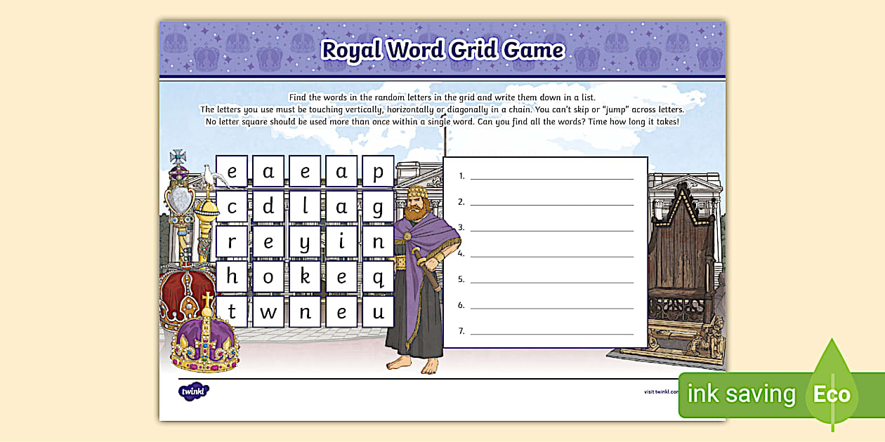 Royal Word Grid Game (Teacher-Made) - Twinkl