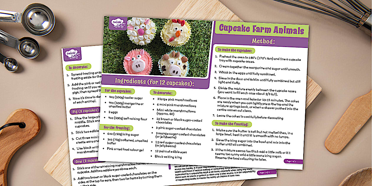 Cupcakes Farm Animals Recipe | Twinkl Party | Baking