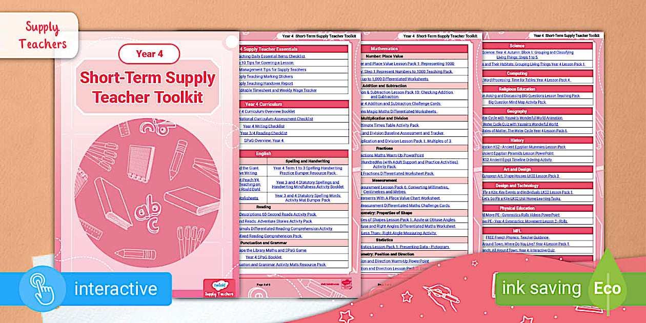Year 4 Short-Term Supply Teacher Toolkit