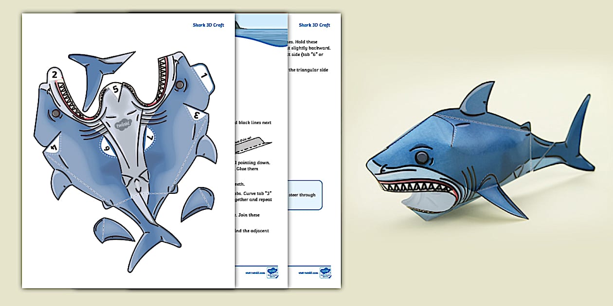 Shark 3D Craft (teacher made) - Twinkl