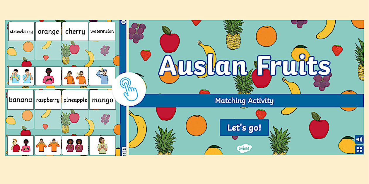 Auslan Fruits Interactive Matching Activity (teacher made)