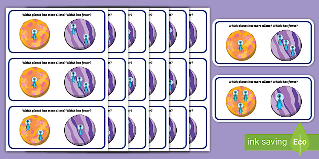 👉 Comparing 1, 2 and 3 Space Aliens Picture Cards