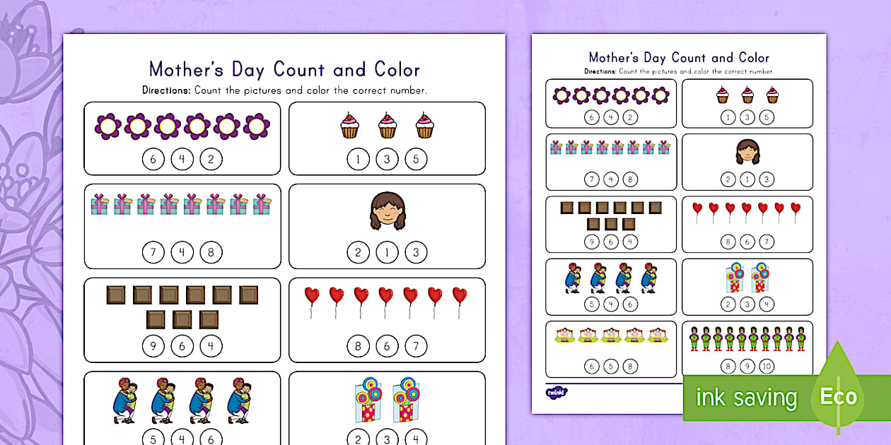 Mother's Day Count and Color | Resources | Twinkl USA