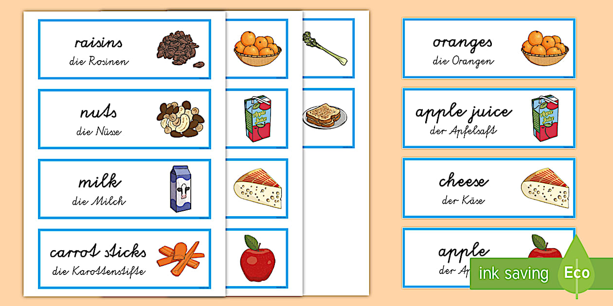 Snack Time Food Picture Cards - English/German - Twinkl