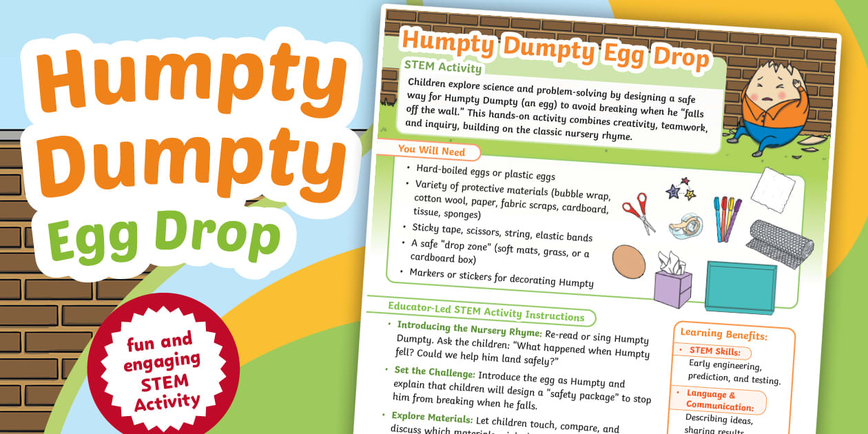 Humpty Dumpty Egg Drop STEM Activity