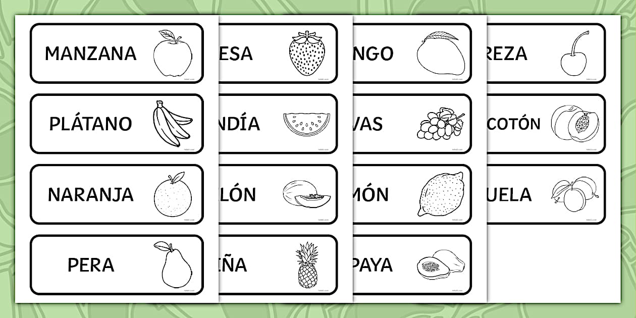 Tarjetas de vocabulario: Frutas (teacher made) - Twinkl