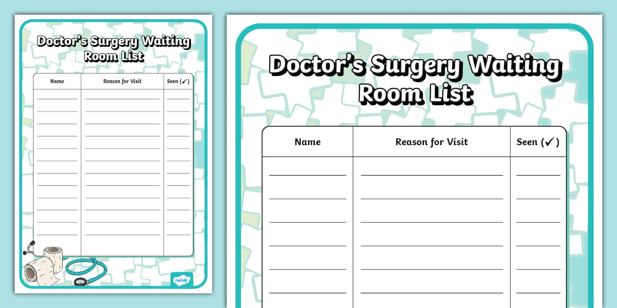 Doctor's Role-Play Waiting Room List (teacher made) - Twinkl