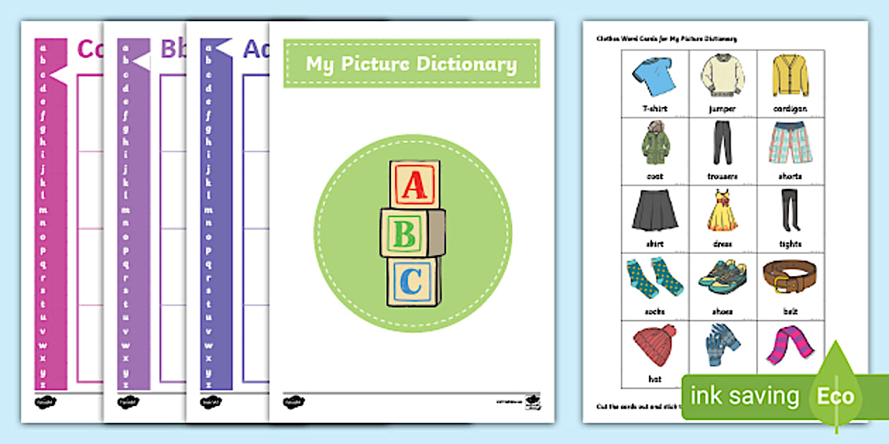 Picture Dictionary Clothes Word Cards Pack (teacher made)