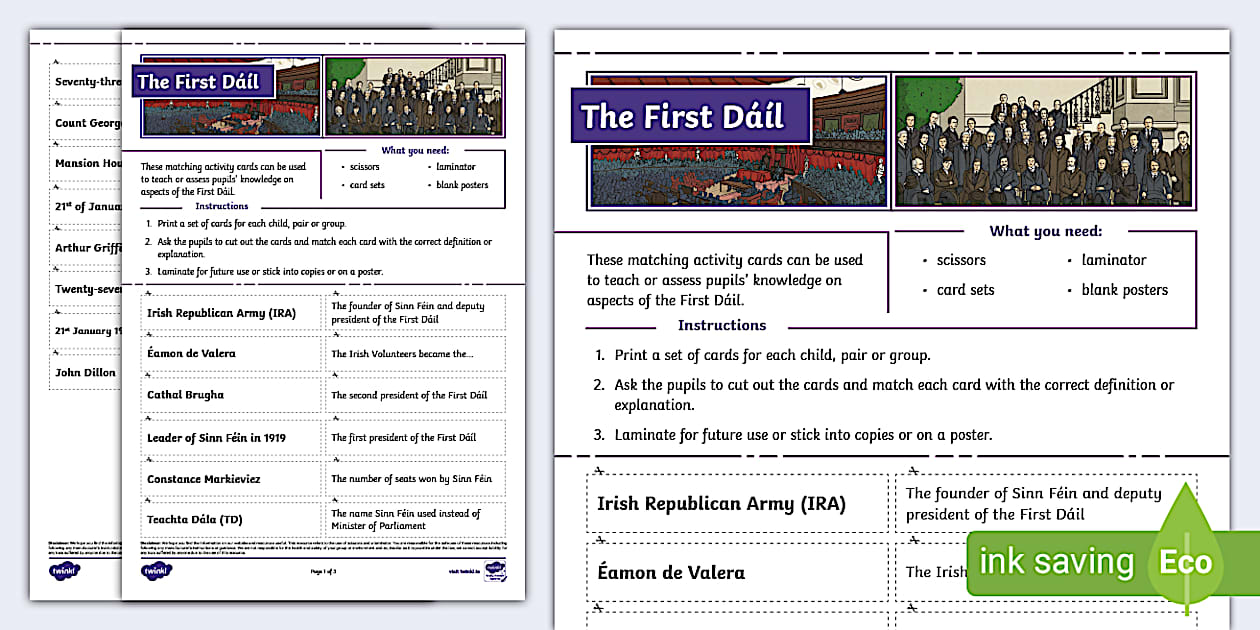 The First Dáíl Matching Cards | Irish History | Twinkl