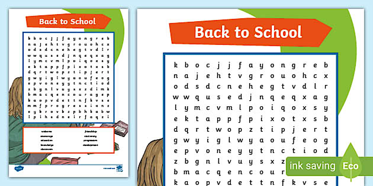 Printable Back to School Word Search Activity (teacher made)