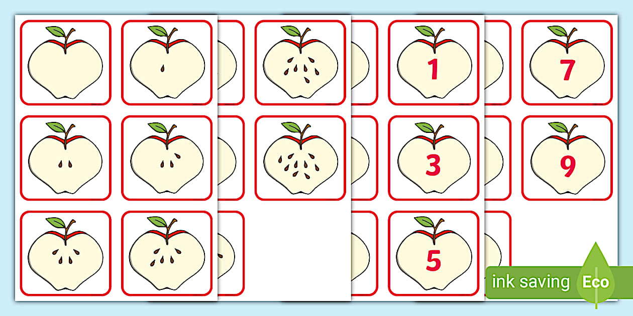 👉 Apple Counting Matching Card Activity 0-10 - Maths - Kindergarten