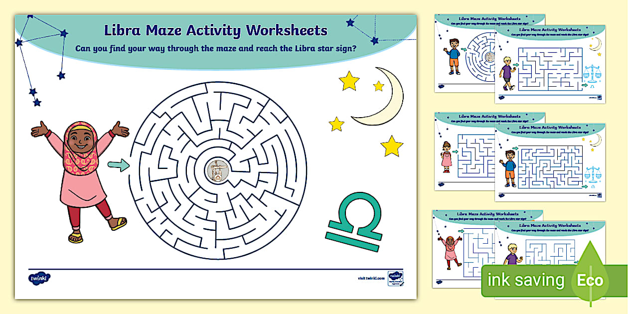 Libra Maze Activity Worksheets | Twinkl | Astrology | KS1