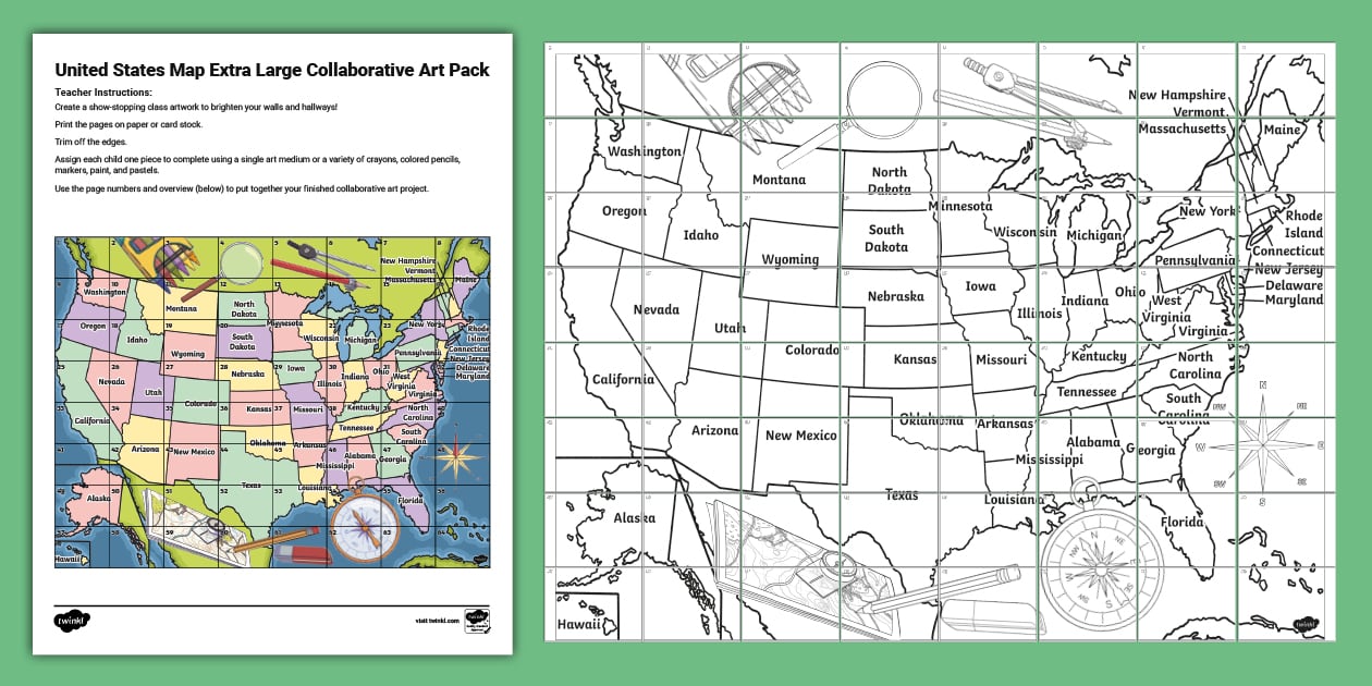United States Map Extra-Large Collaborative Art Pack