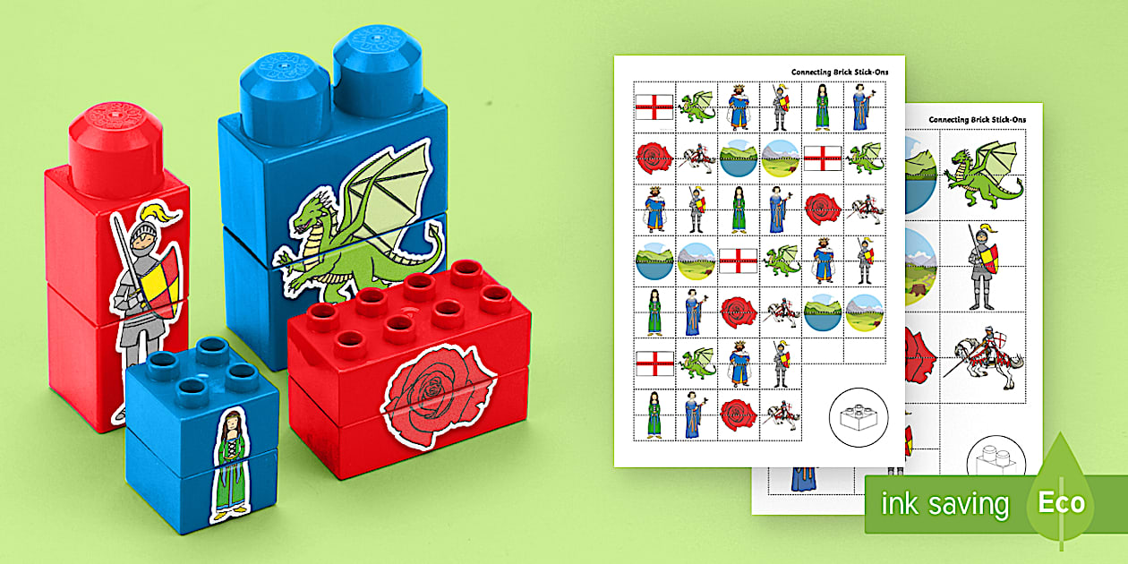 St. George's Day Matching Connecting Bricks Game - Twinkl