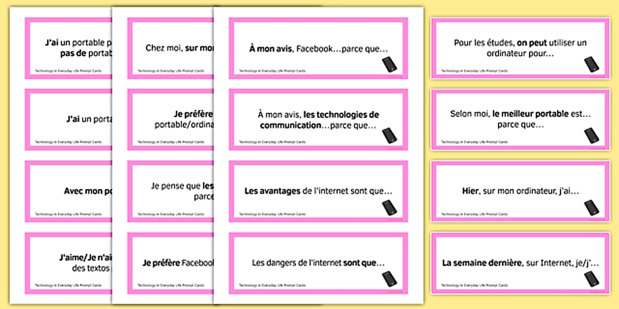 Technology in Everyday Life Prompt Cards French - Twinkl