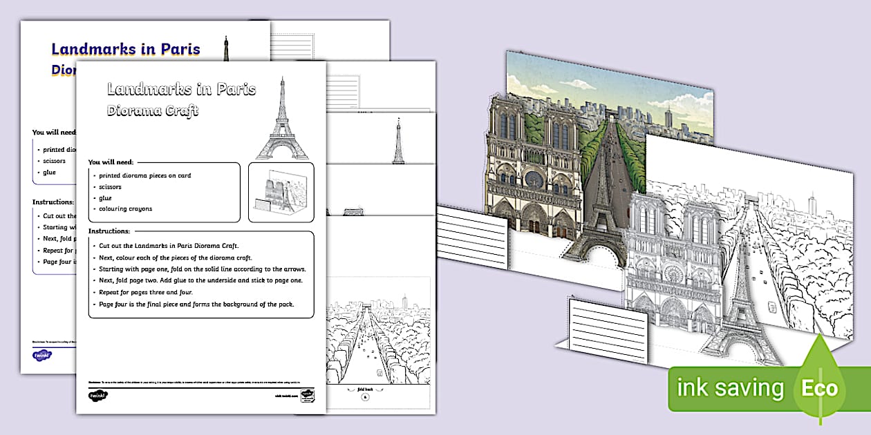 Landmarks in Paris Diorama Craft (teacher made) - Twinkl