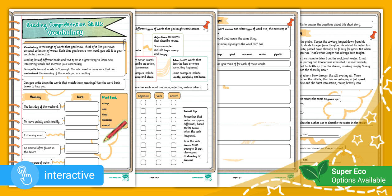 Reading Comprehension Skills: Vocabulary (Ages 5 - 7)