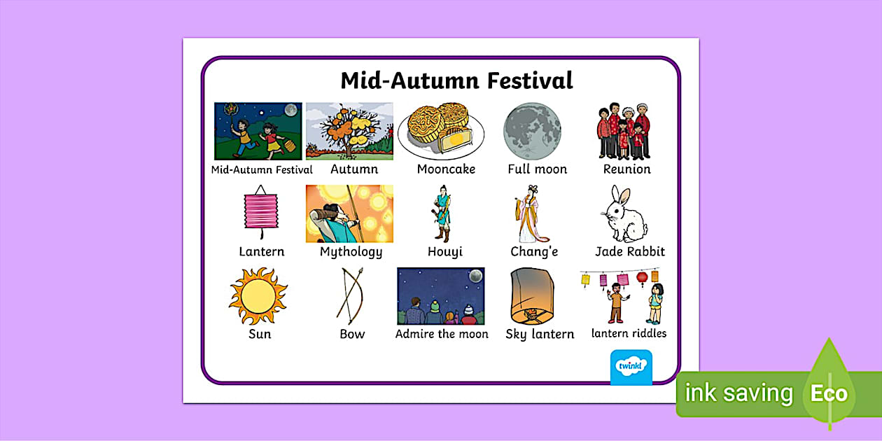 *Mid-autumn festival word mat* (teacher made) - Twinkl