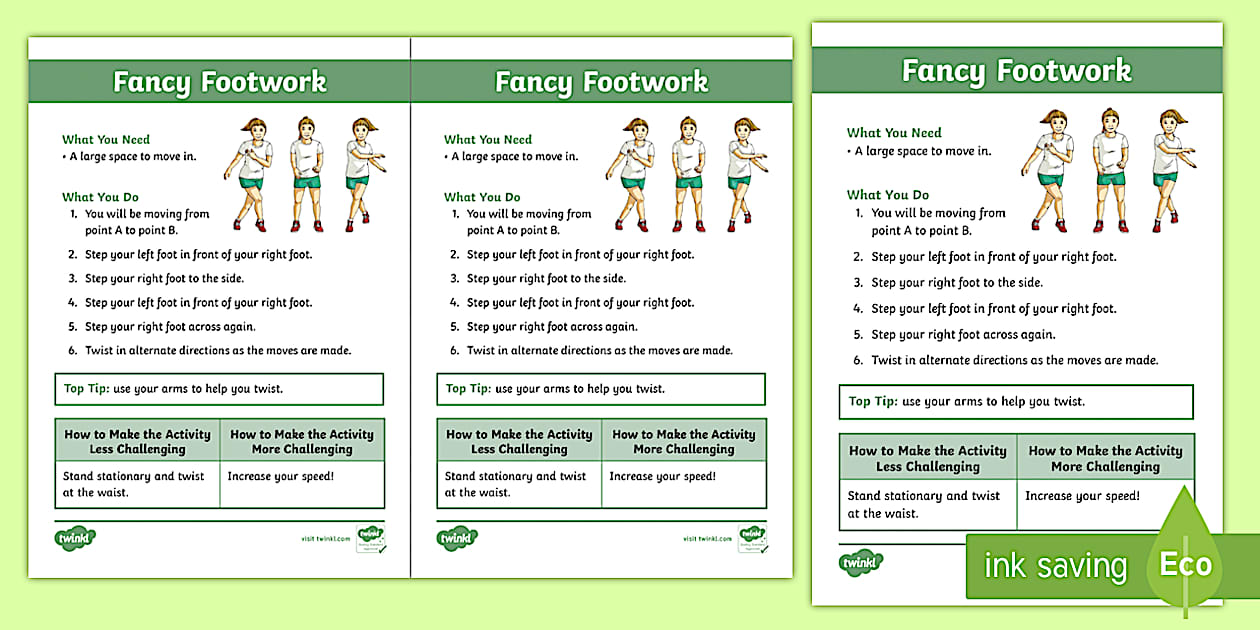 Black and White Fancy Footwork Twists Circuit Card Pupil Knowledge Sheet