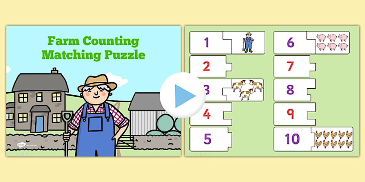 Farm Themed Counting Puzzle Activity Presentation - activities