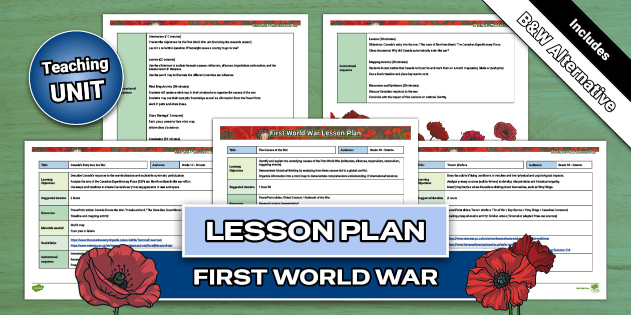 First World War lessons plan - English (Teacher-Made)