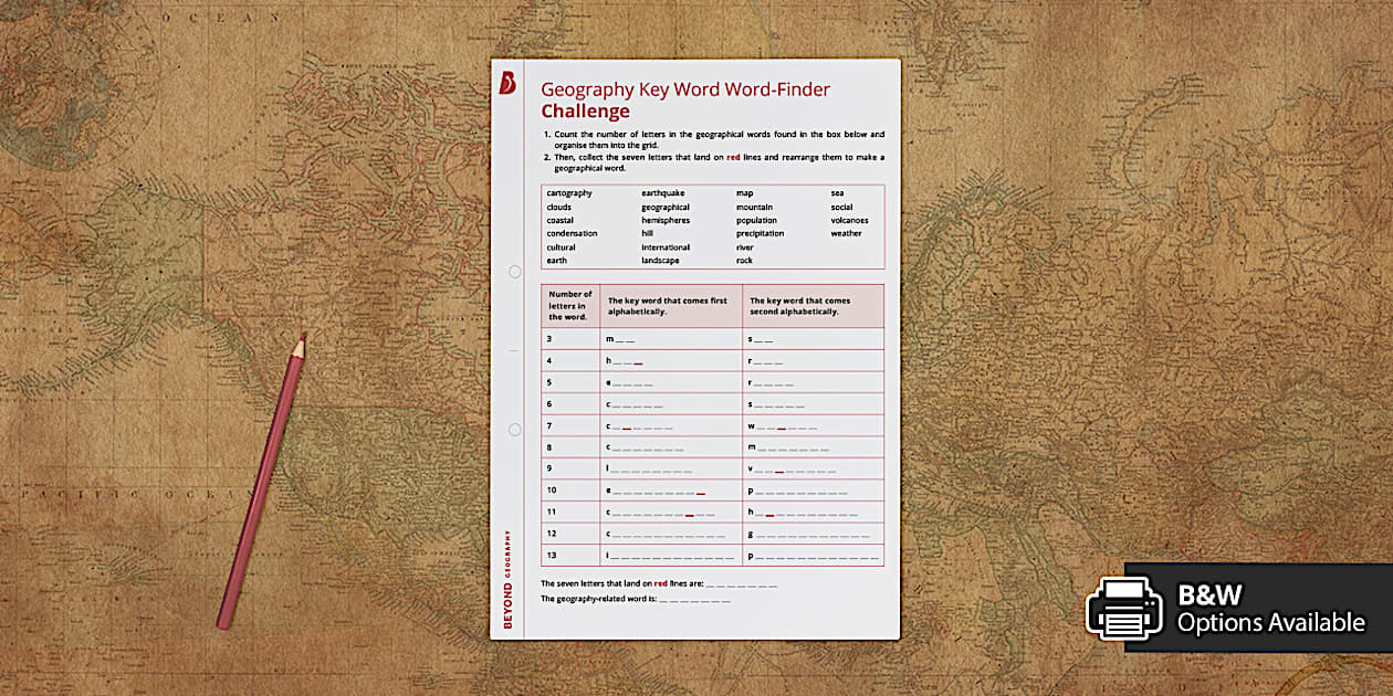 Geography Key Word Word-Finder Challenge | Beyond Secondary