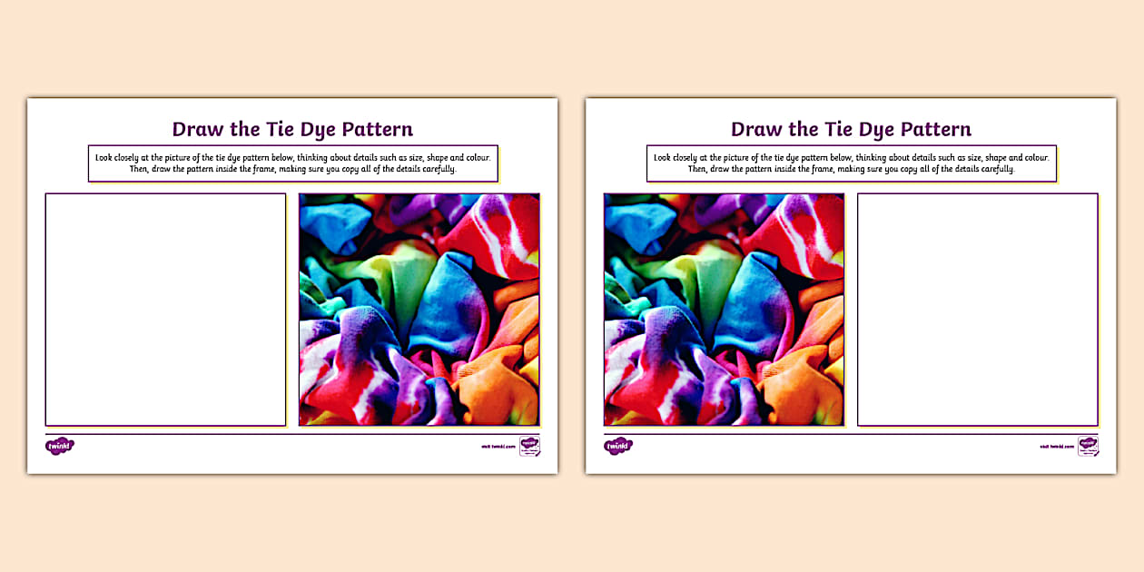 Draw the Tie Dye Pattern Worksheet (teacher made) - Twinkl