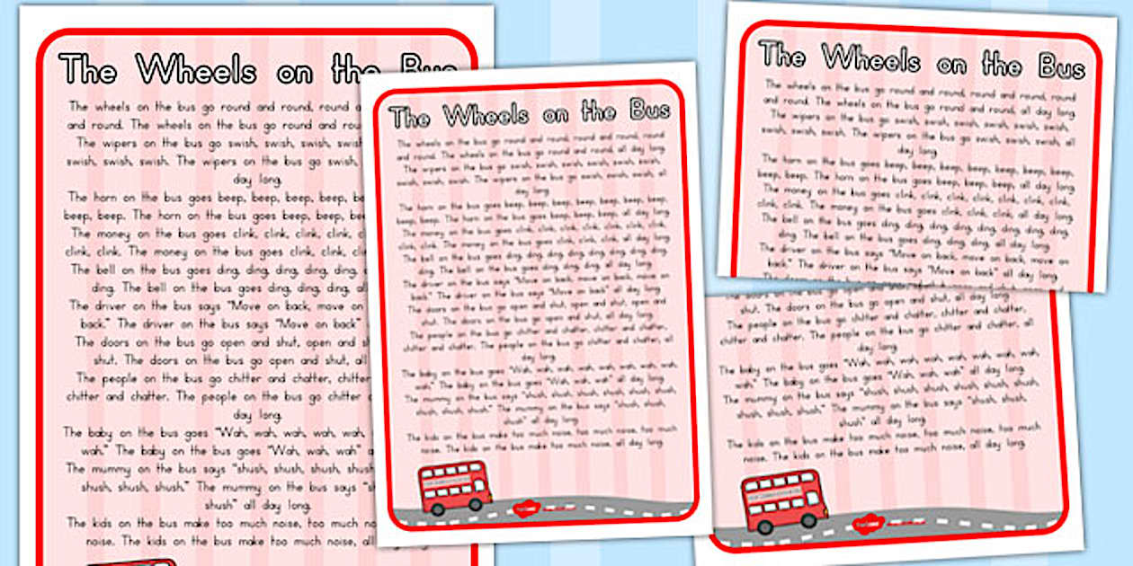 Black and White The Wheels on the Bus Nursery Rhymes UK Poster