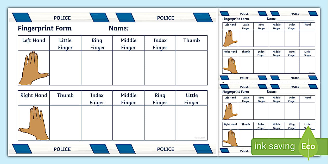 Police Role Play Fingerprint Form