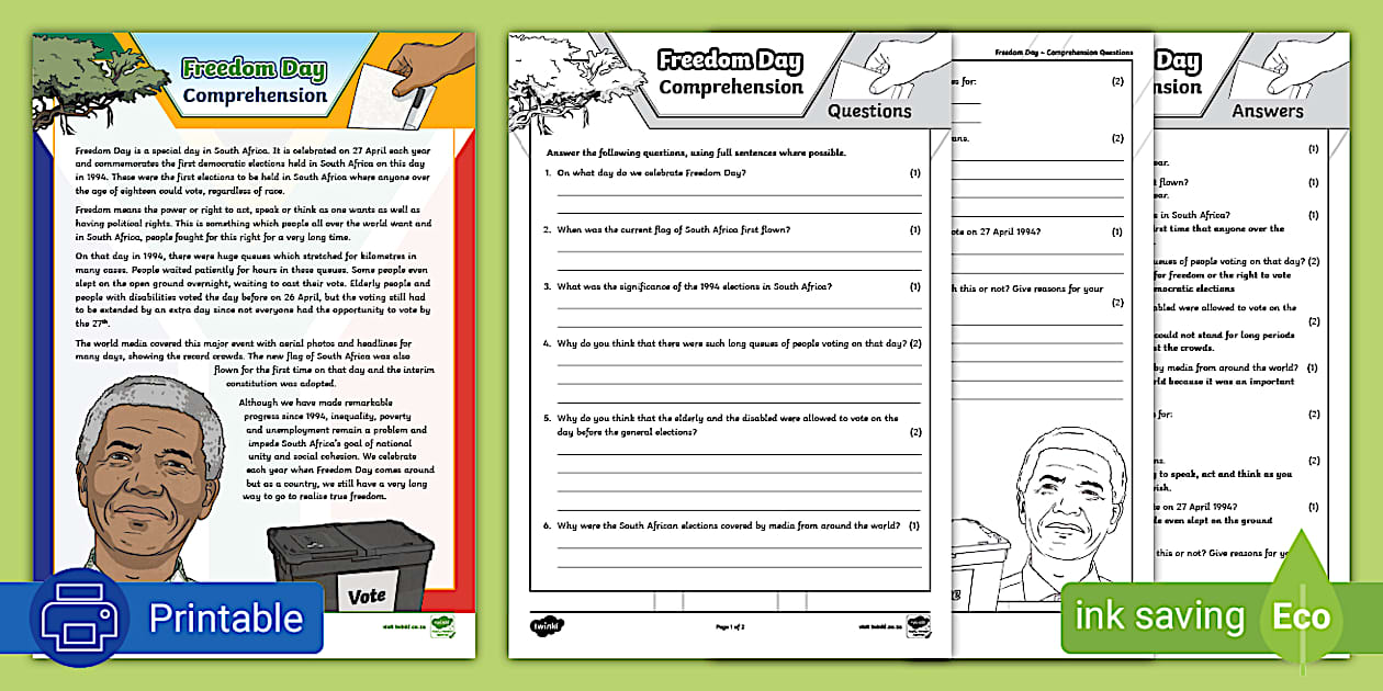 Freedom Day - Comprehension (teacher made) - Twinkl
