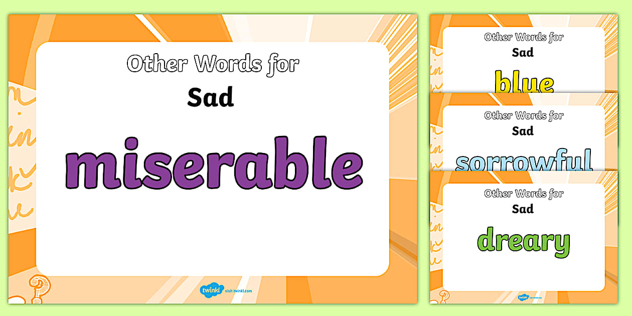 Cursive Sad Synonyms - Alternative Words for Sad Display Posters