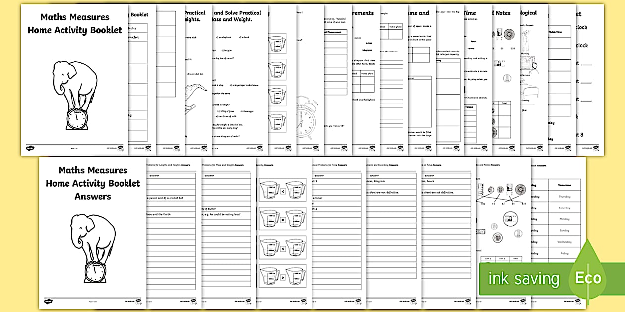 Year 1 Maths Measures Learning From Home Activity Booklet