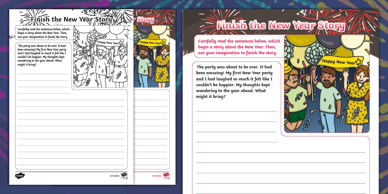 Finish the New Year Story Writing Template (teacher made)