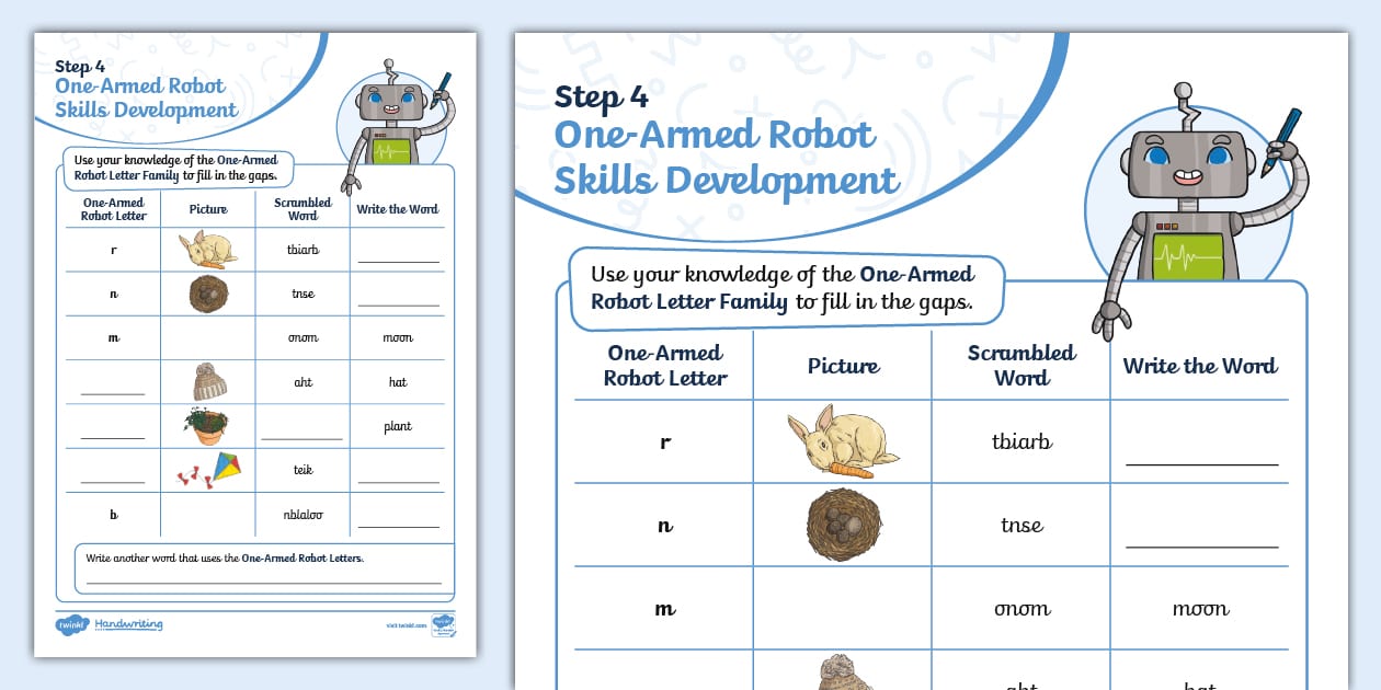 One-Armed Robot Development Step 4 Handwriting Practice