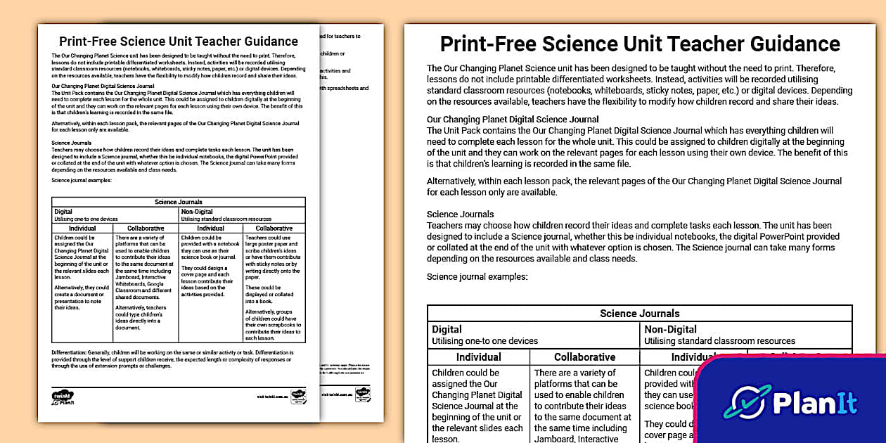 Year 5 Science Our Changing Planet Print Free Guidance