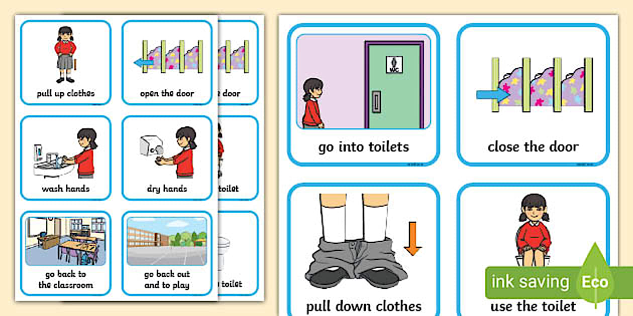 Toileting Visual Schedule Printable (Girls) | Twinkl