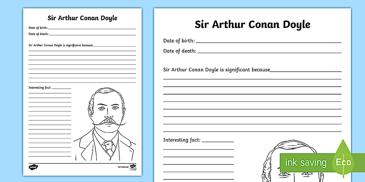 Editable Sir Arthur Conan Doyle Fact File Worksheet - Twinkl