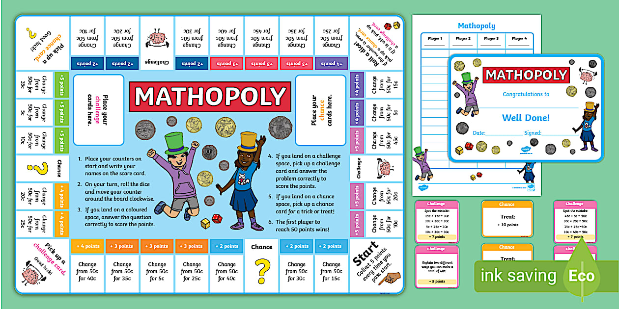 Change from 50c Mathopoly Board Game | F-2 Money - Twinkl