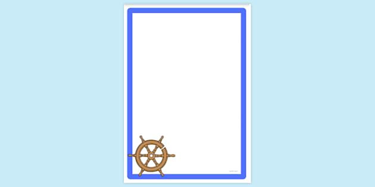 Simple Blank Cracked Ship Wheel Page Border | Page Borders