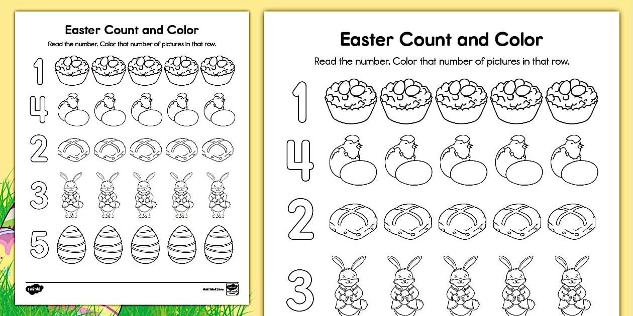 Easter Count and Color Worksheet | Printables | Twinkl USA