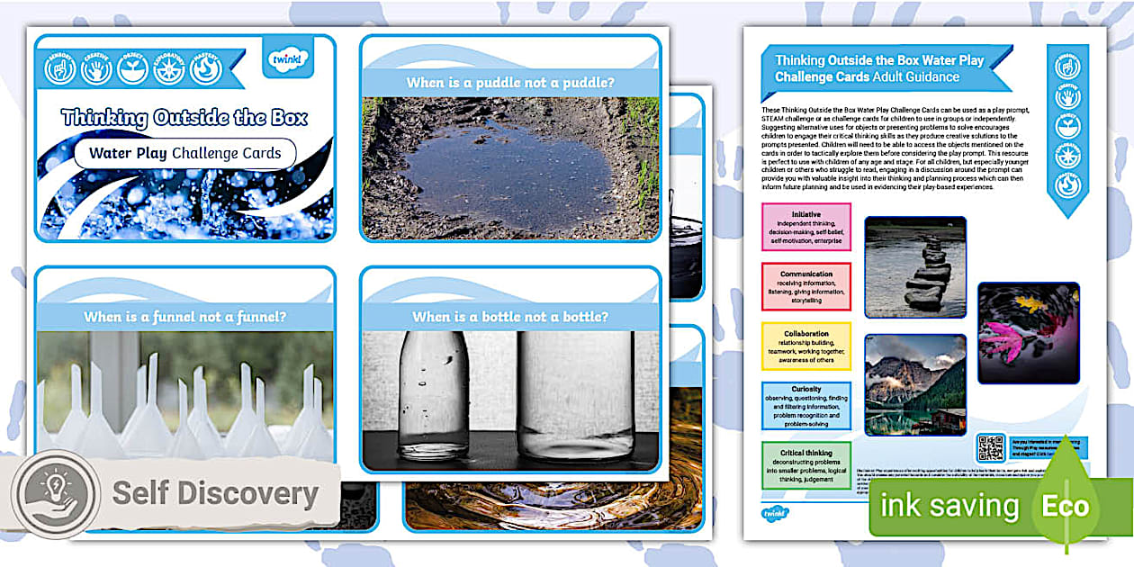 Thinking Outside the Box Water Play Challenge Cards - Twinkl