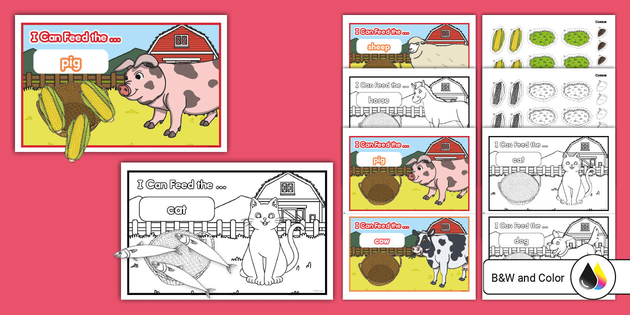 Early Childhood Feed the Farm Animals Busy Bag Worksheet