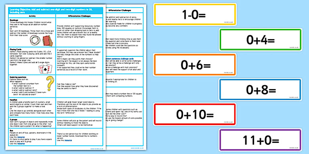 Addition and Subtraction to 20 Lesson Ideas - Twinkl
