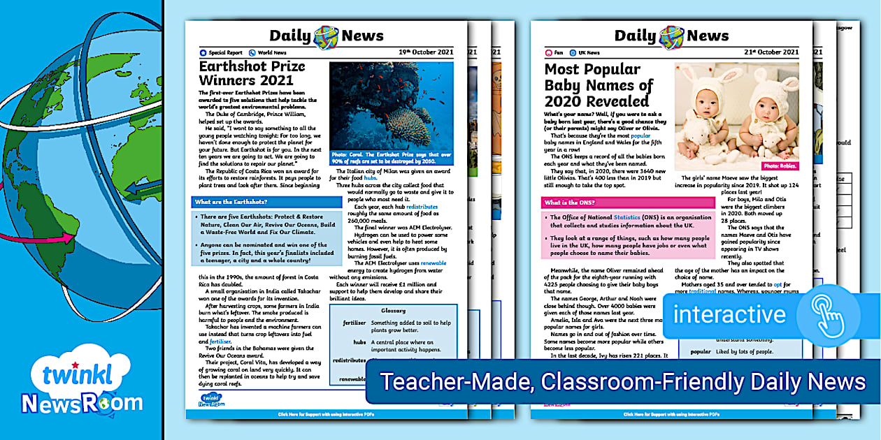 Kids’ News Articles on Current Events - Weekly UKS2 Pack