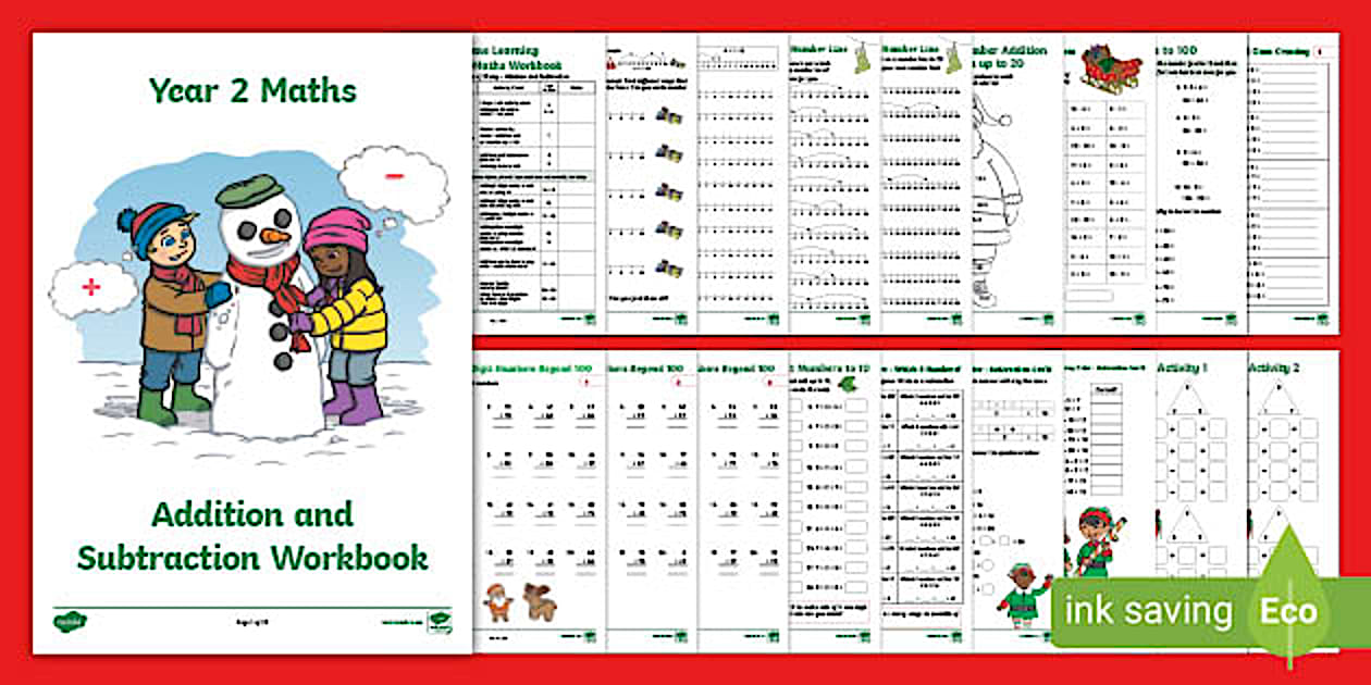Editable Christmas Themed Year 2 Maths Addition and Subtraction Workbook