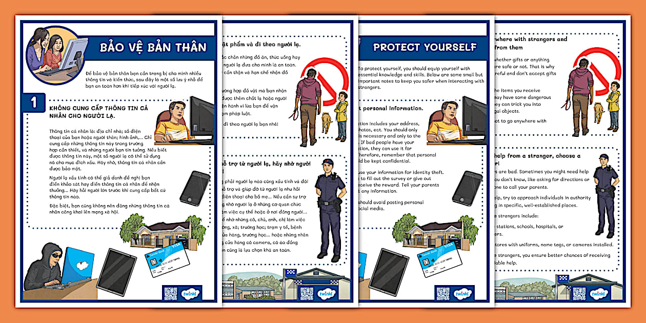 Poster Song Ngữ Việt - Anh: Bảo Vệ Bản Thân - Protect Yourself
